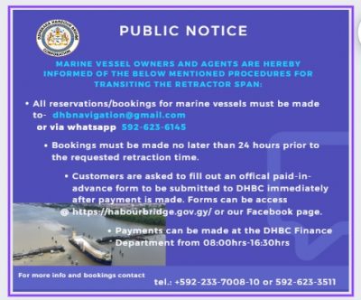 Retraction Schedule – Demerara Harbour Bridge